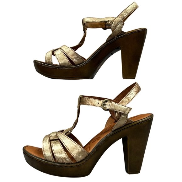 Born | Shoes | Born Nwob Gold Metallic Leather Strappy High Heel ...